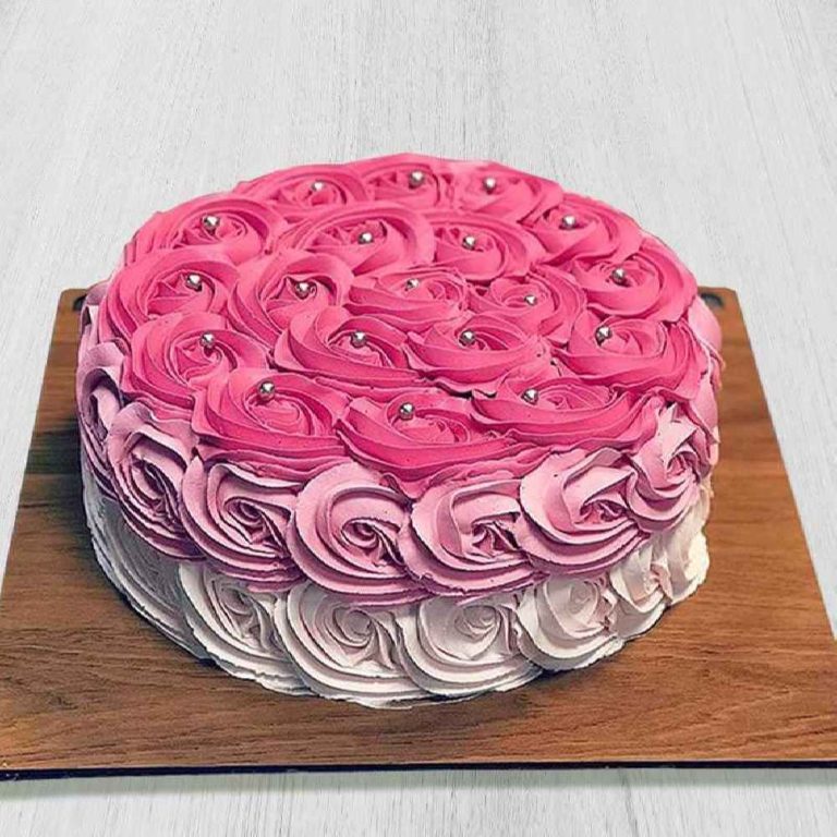 Chocolate & Vanilla Rose Pink Cake – Romantic Celebration Cake ...